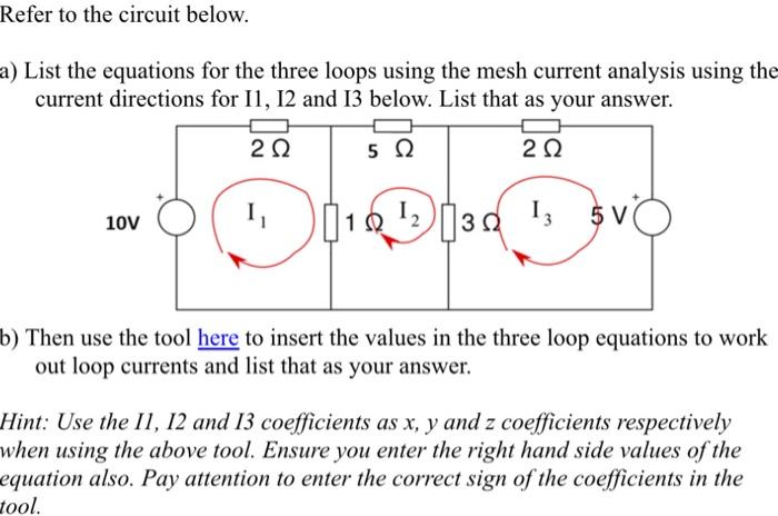 Refer to the circuit below. a) List the equations for | Chegg.com