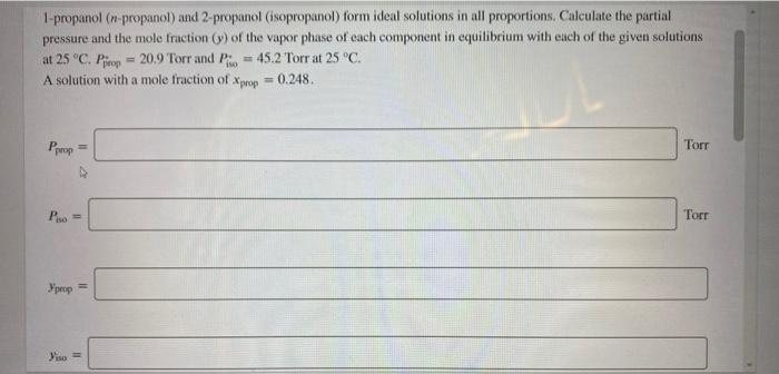 Solved 1-propanol (propanol) and 2-propanol isopropanol) | Chegg.com