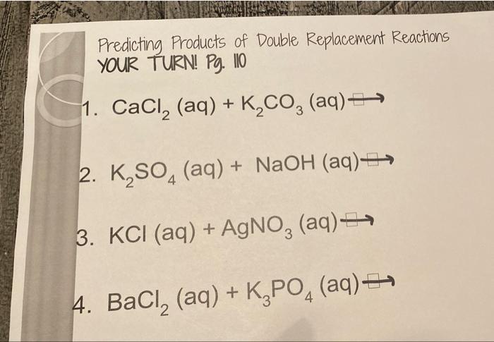 Solved Predicting Products of Double Replacement Reactions | Chegg.com