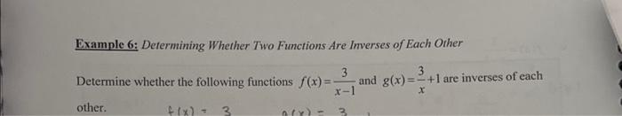 Solved Example 6: Determining Whether Two Functions Are | Chegg.com