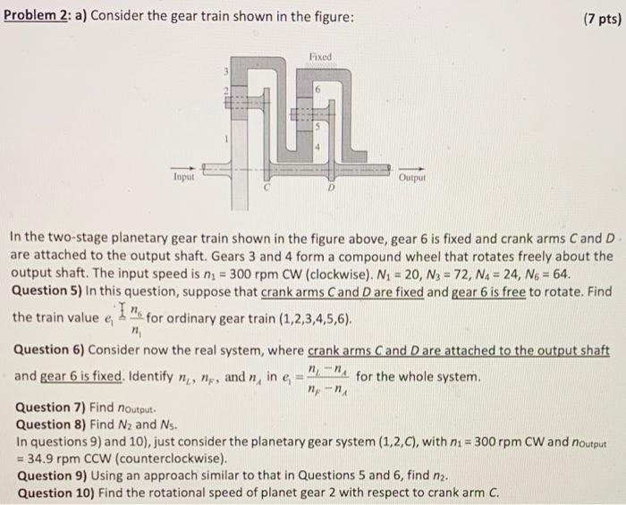 Solved Problem 2: a) Consider the gear train shown in the | Chegg.com