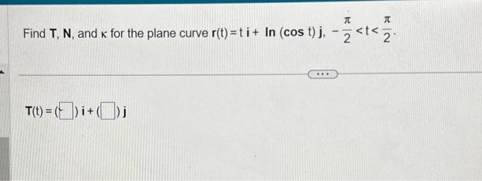 Solved Find T,N, and κ for the plane curve | Chegg.com