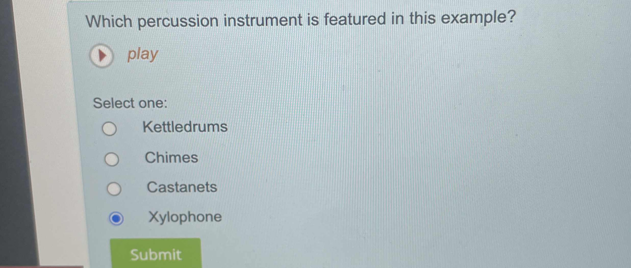 Solved Which percussion instrument is featured in this | Chegg.com