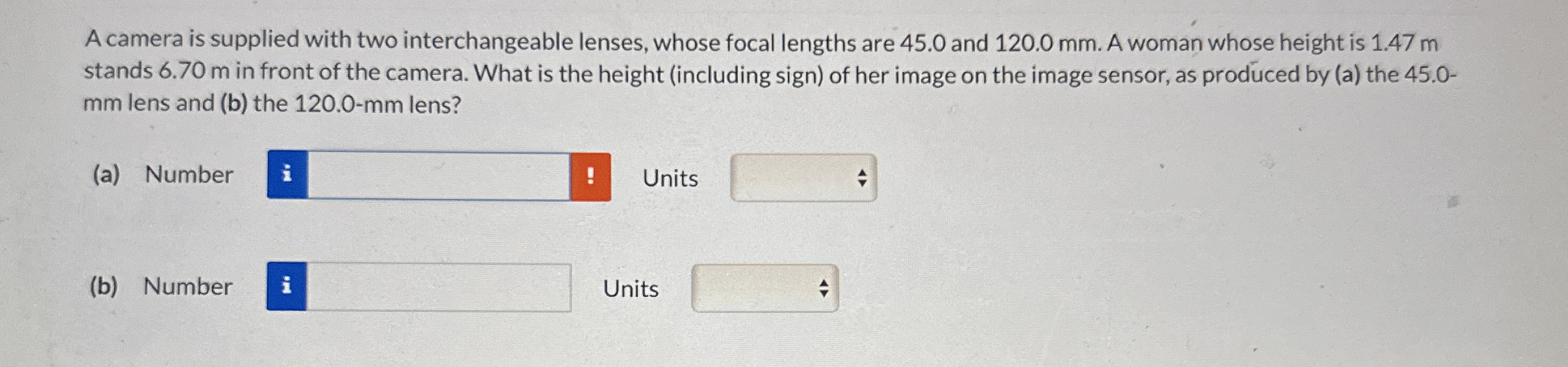 Solved A camera is supplied with two interchangeable lenses, | Chegg.com