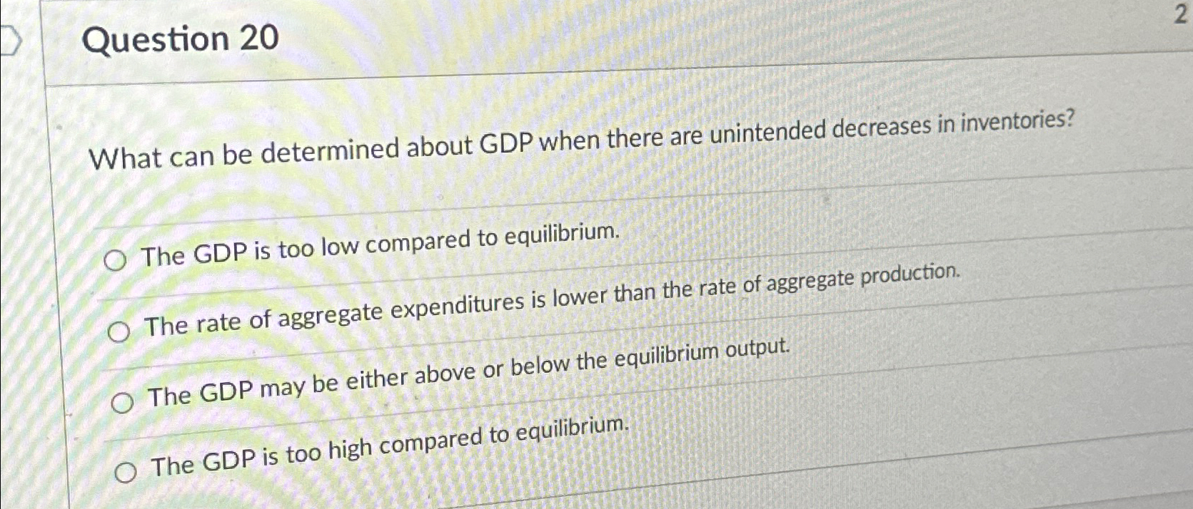Solved Question 20What can be determined about GDP when | Chegg.com