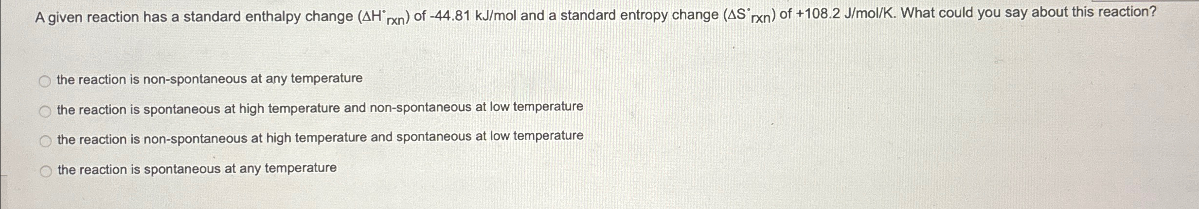 Solved A given reaction has a standard enthalpy change | Chegg.com
