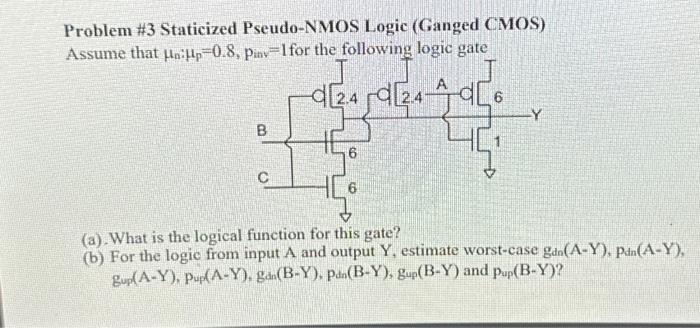 Solved Problem \#3 Staticized Pseudo-NMOS Logic (Ganged | Chegg.com