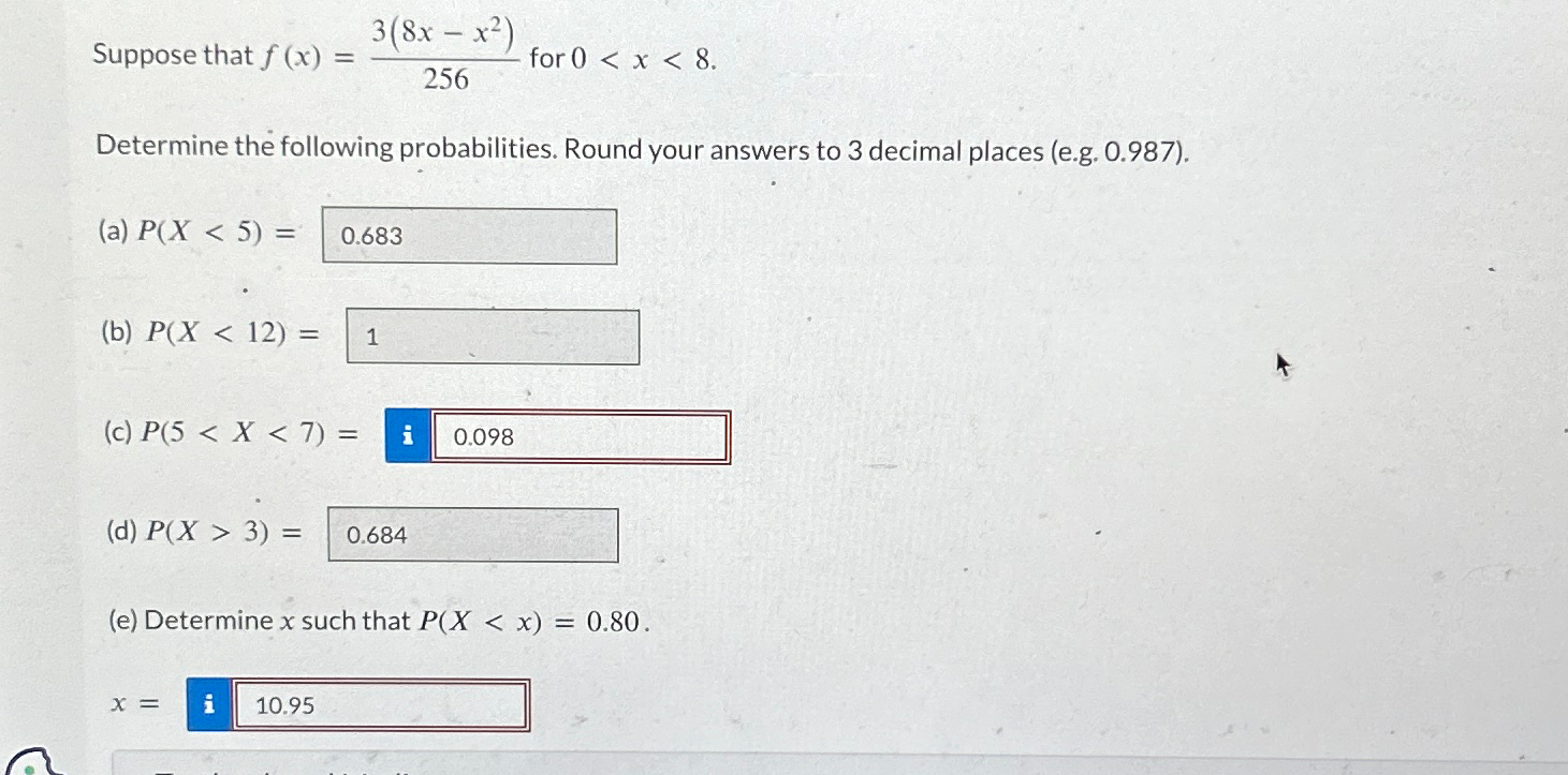 Solved Suppose that f(x)=3(8x-x2)256 ﻿for | Chegg.com