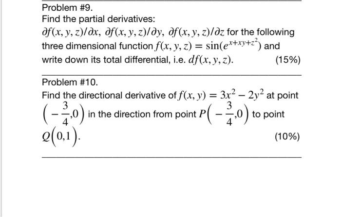 Solved Problem \#9. Find the partial derivatives: | Chegg.com
