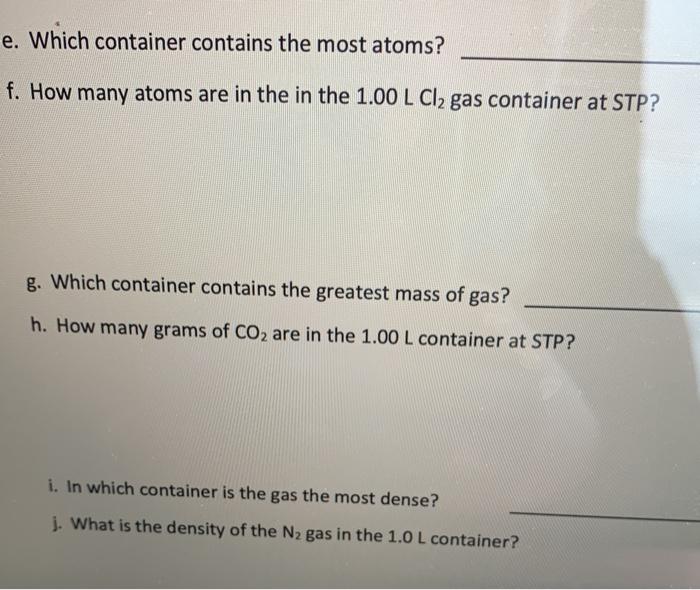 Solved e. Which container contains the most atoms? f. How | Chegg.com