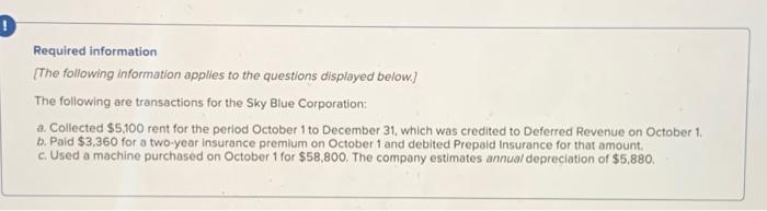 Solved Required information [The following information | Chegg.com