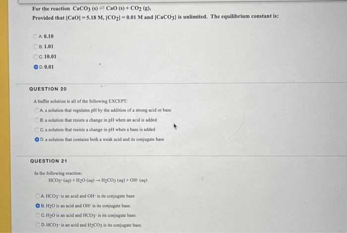 Solved For the reaction CaCO3) ==Ca0 (+ CO2(Ⓡ). Provided | Chegg.com