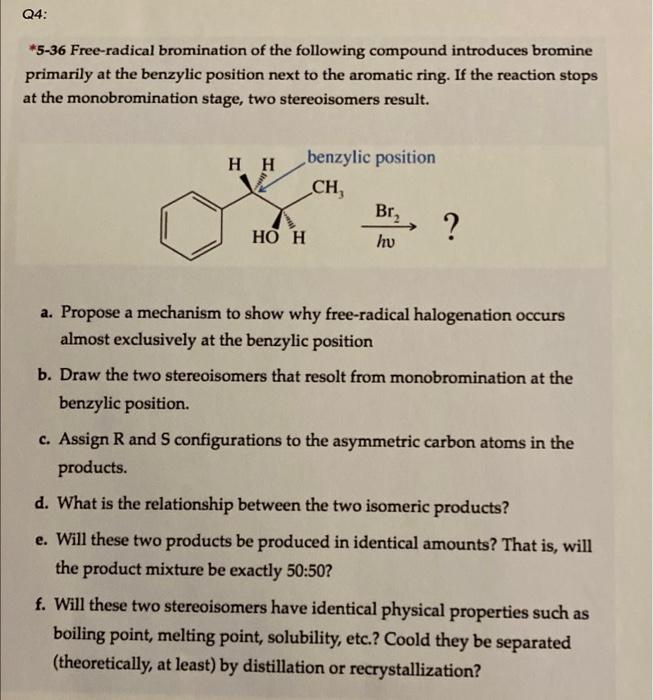 Solved "5-36 Free-radical bromination of the following | Chegg.com