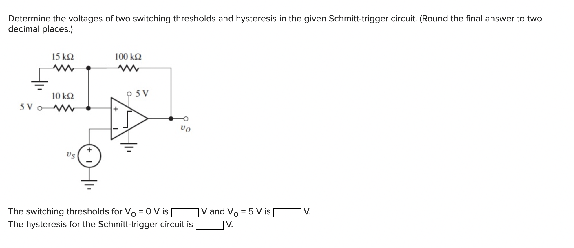 Solved Determine the voltages of two switching thresholds | Chegg.com