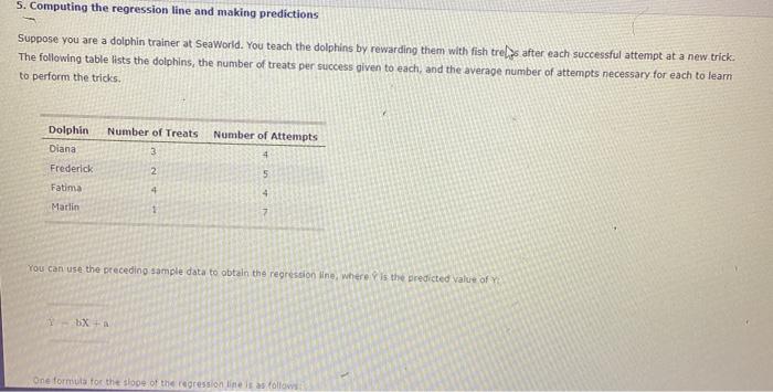 Solved 5. Computing the regression line and making | Chegg.com