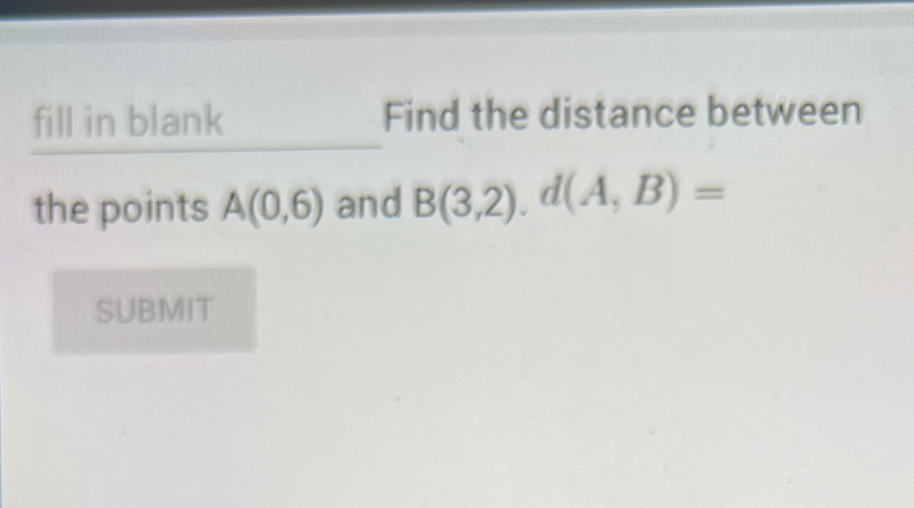 Solved fill in blank Find the distance between the points | Chegg.com