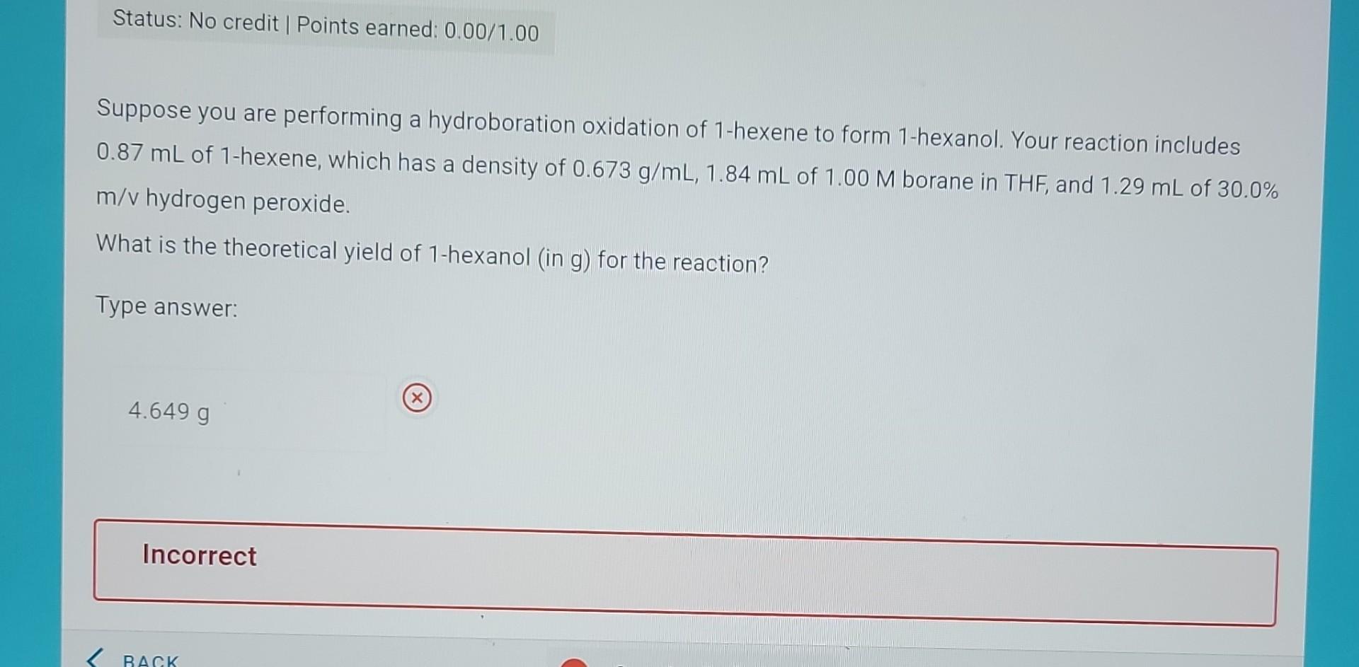 Solved Suppose you are performing a hydroboration oxidation | Chegg.com