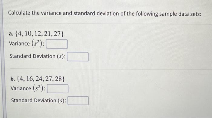 Calculate the variance and standard deviation of the | Chegg.com