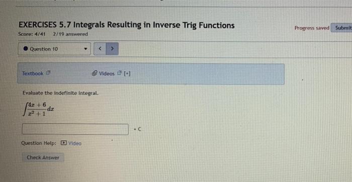 Solved EXERCISES 5.7 Integrals Resulting in Inverse Trig | Chegg.com