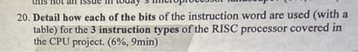 Solved 20. Detail how each of the bits of the instruction | Chegg.com