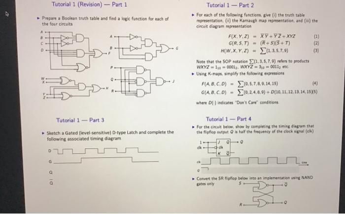 Solved Tutorial 1 (Revision) - Part 1 Prepare a Boolean | Chegg.com
