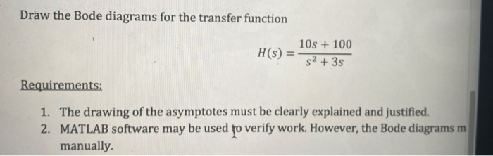 Solved Draw the Bode diagrams for the transfer function H(S) | Chegg.com