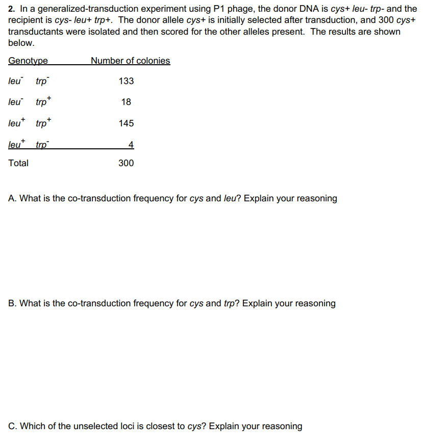 Solved 2. ﻿In a generalized-transduction experiment using P | Chegg.com