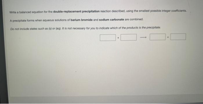 Solved Write a balanced equation for the double-replacement | Chegg.com