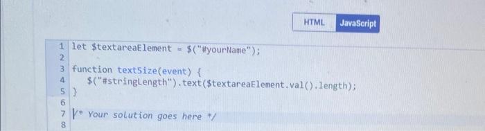 Solved Register the textSize event handier to handle the | Chegg.com