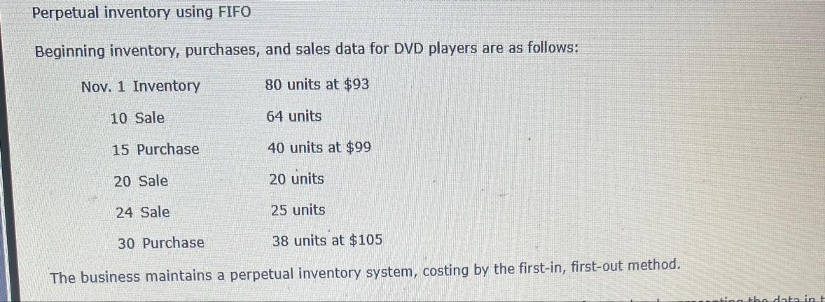 Solved Perpetual inventory using FIFOBeginning inventory, | Chegg.com