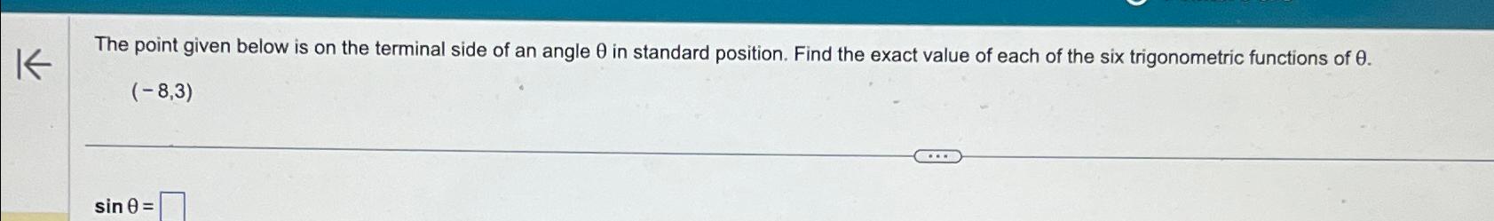 Solved The point given below is on the terminal side of an | Chegg.com