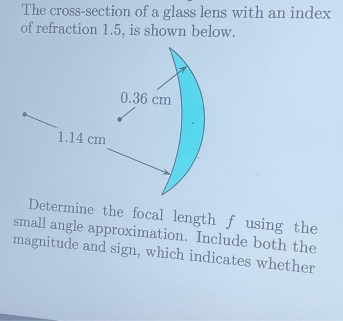 Solved The cross-section of a glass lens with an index of | Chegg.com