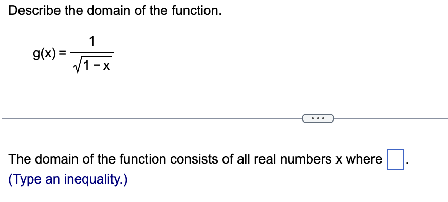 Solved Describe the domain of the function.g left | Chegg.com