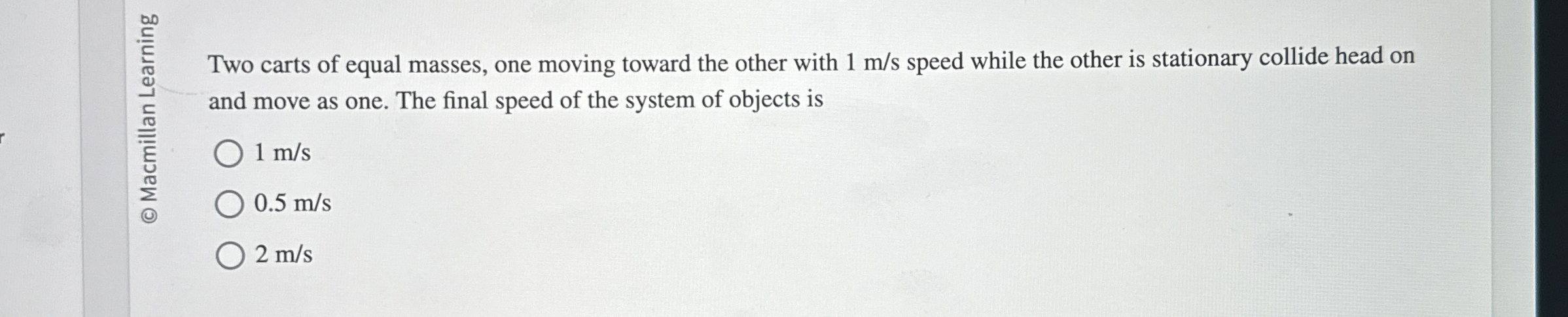 Solved Two carts of equal masses, one moving toward the | Chegg.com