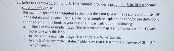 Solved Let H={A∈GL(n,R)∣det(A)=1}. The determinant map | Chegg.com