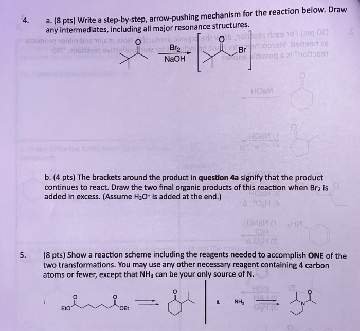 Solved 2. ots) For each reaction, draw the organic | Chegg.com