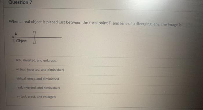 Solved Question 7 When a real object is placed just between | Chegg.com