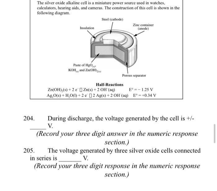 Solved The silver oxide alkaline cell is a miniature power | Chegg.com