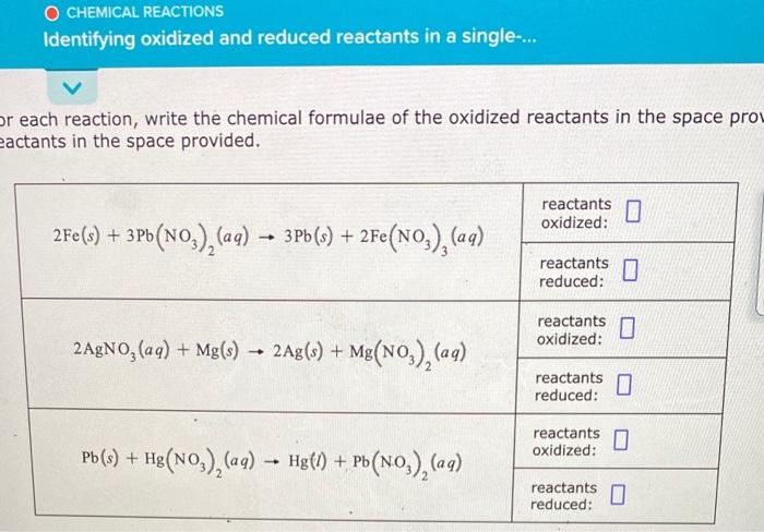 Solved r each reaction, write the chemical formulae of the | Chegg.com