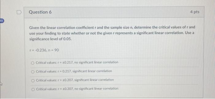 Solved Given the linear correlation coefficient r and the | Chegg.com