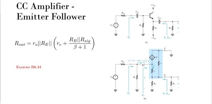 Solved CC Amplifier Emitter Follower Rout | Chegg.com