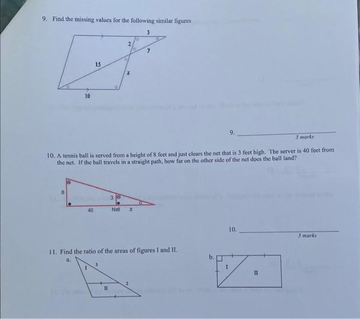 Solved 9. Find the missing values for the following similar | Chegg.com