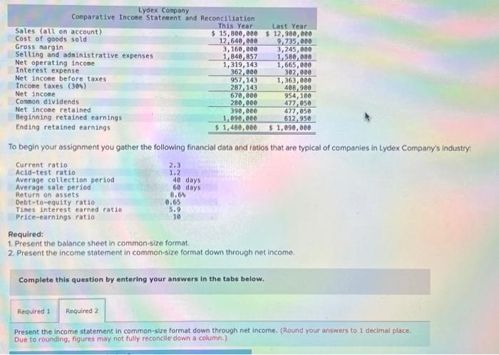 Solved Problem 16-16 (Algo) Common-Size Financial Statements | Chegg.com