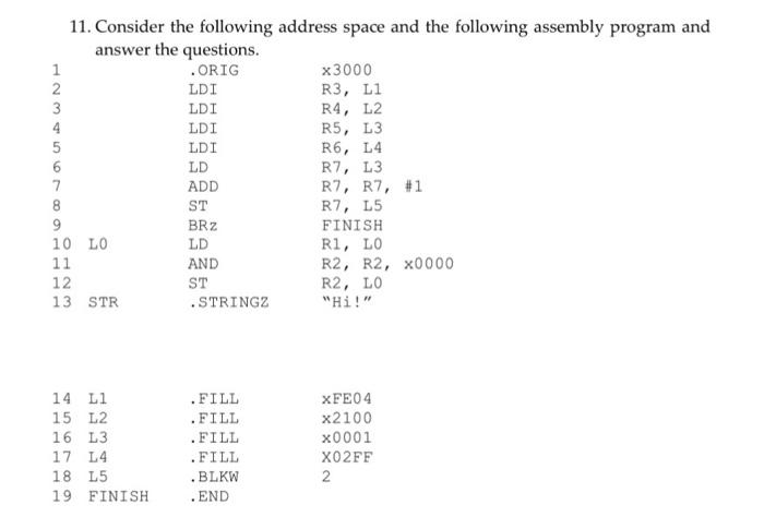 Solved 11. Consider the following address space and the | Chegg.com