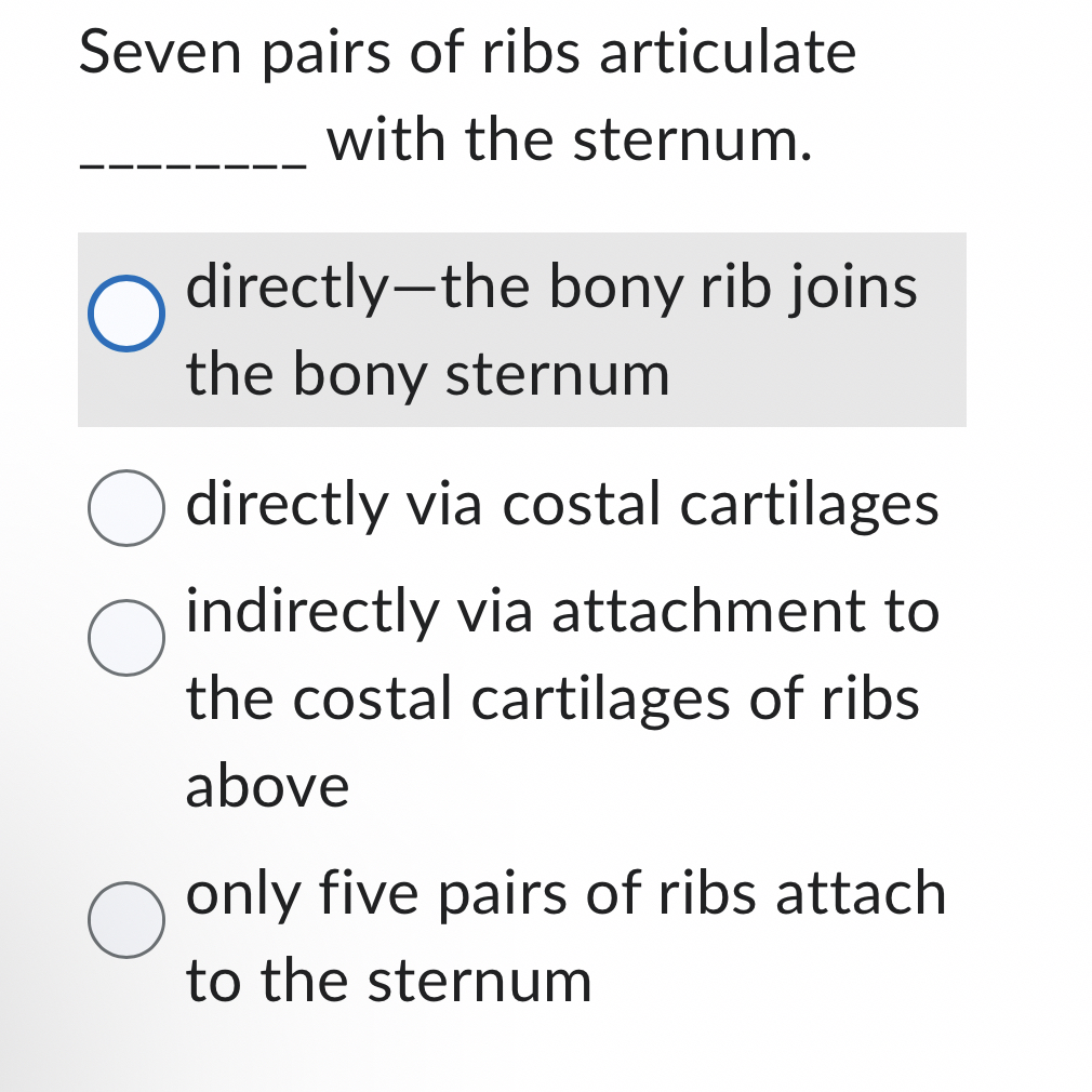 Solved Seven pairs of ribs articulateq, ﻿with the | Chegg.com