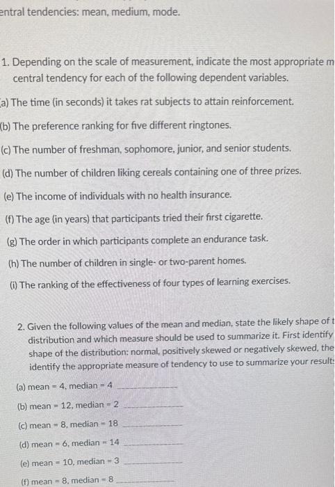 Solved 1. Depending on the scale of measurement, indicate | Chegg.com
