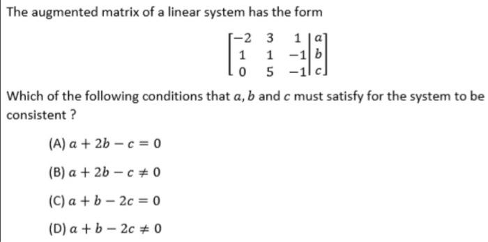 Solved The augmented matrix of a linear system has the form | Chegg.com