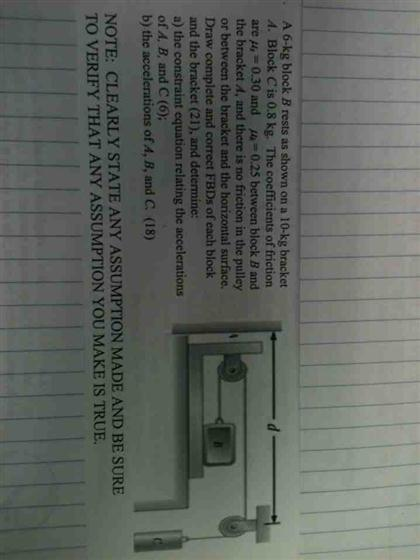 A 6-kg block B rests as shown on u 10-kg bracket A. | Chegg.com