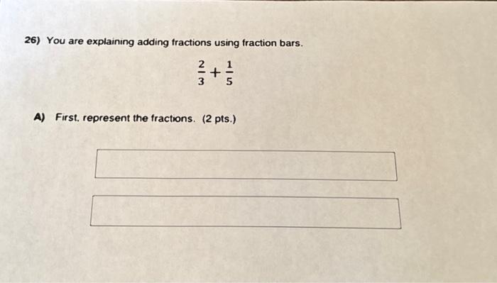 Solved 26) You are explaining adding fractions using | Chegg.com