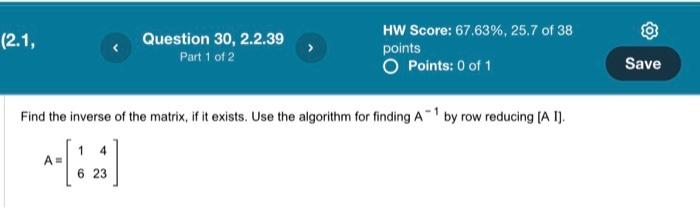 Solved Find the inverse of the matrix, if it exists. Use the | Chegg.com